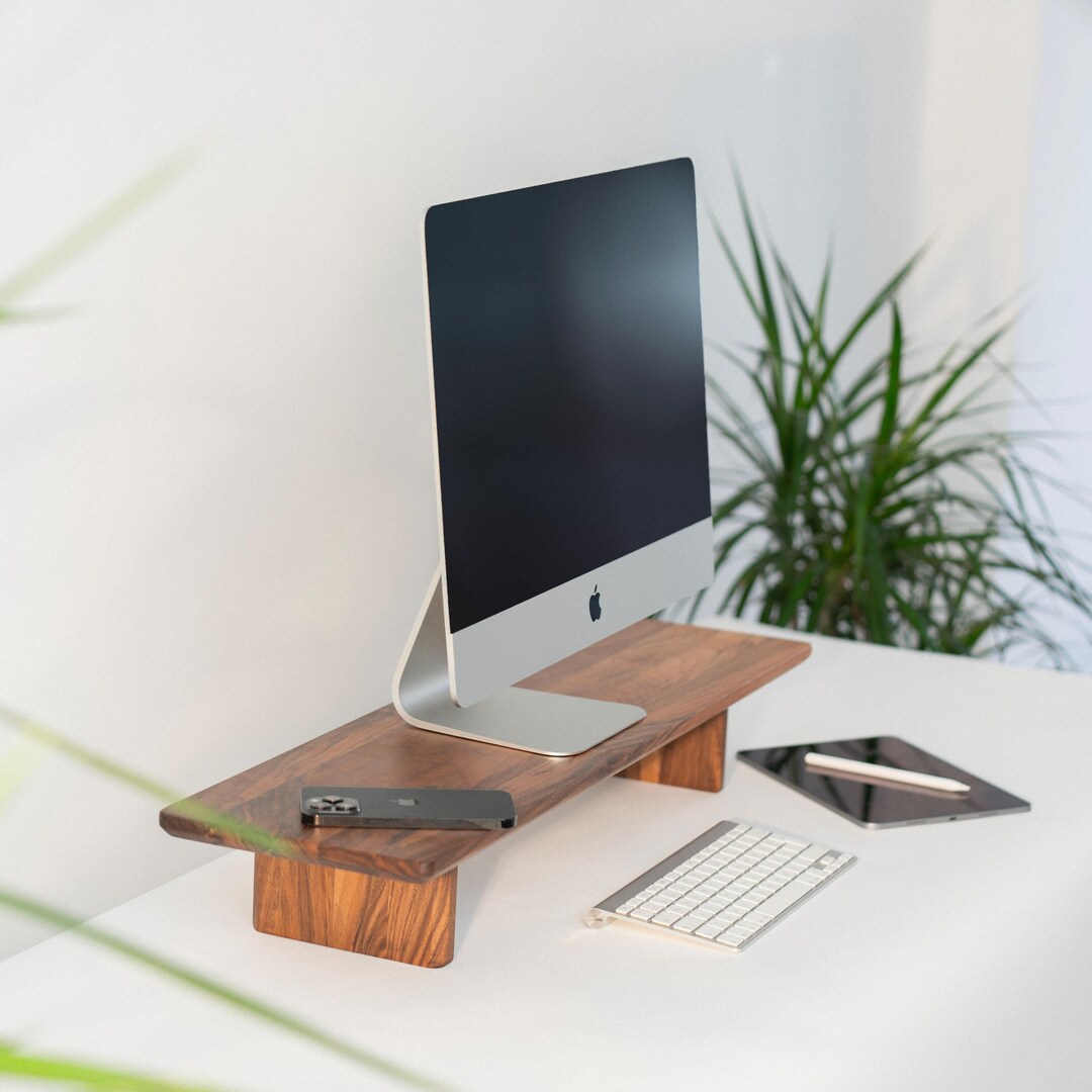Walnut Desk Shelf, Handmade Monitor Stand, Personalized Stylish Monitor ...