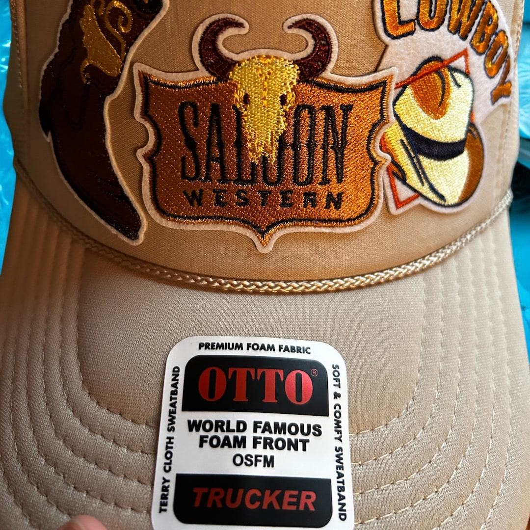 Otto Trucker Hat With Multiple Patches Saloon Western Theme - Etsy