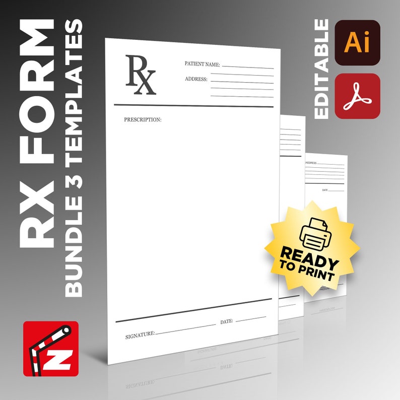 Editable Rx Form Pharmacy and Hospital Vector Paper Blank - Etsy