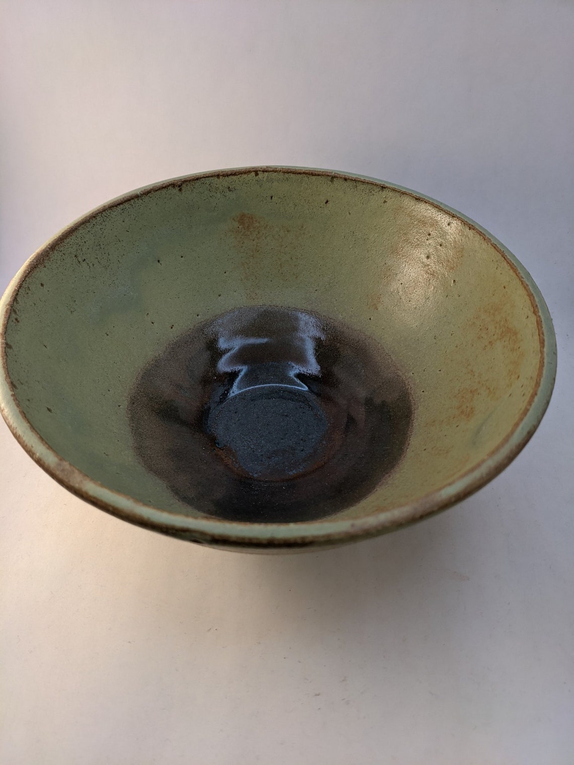 Large Green Stoneware Bowl - Etsy