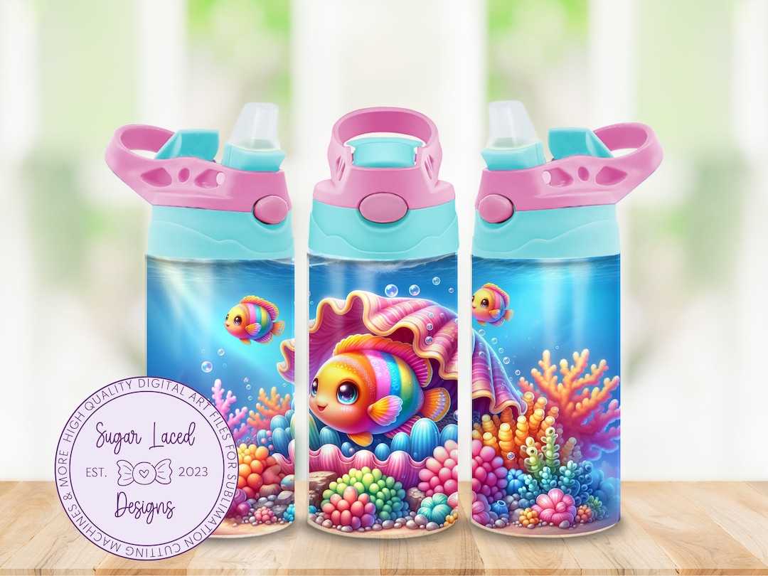 Coral Reef Fish 12oz Kids Flip Top Sippy Cup Wrap, 12oz Straight ...