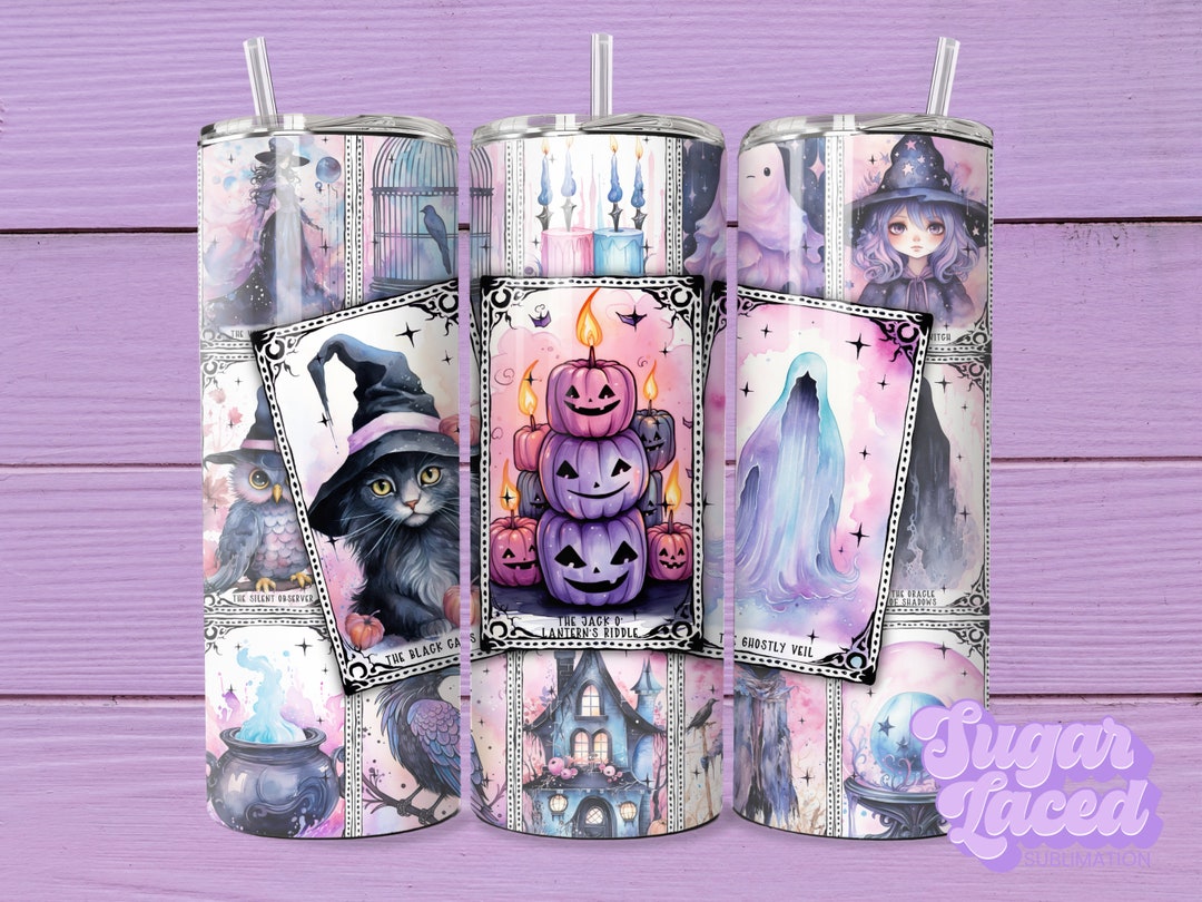 Halloween Tarot 20oz Skinny Tumbler Sublimation Design Digital Download ...