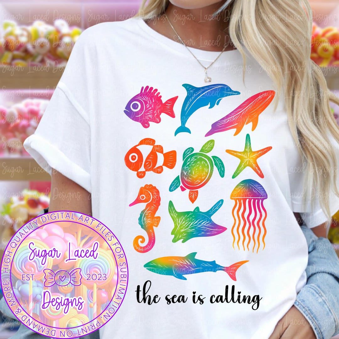 The Sea is Calling PNG Shirt Design, Beach Design, Sea Life Shirt ...