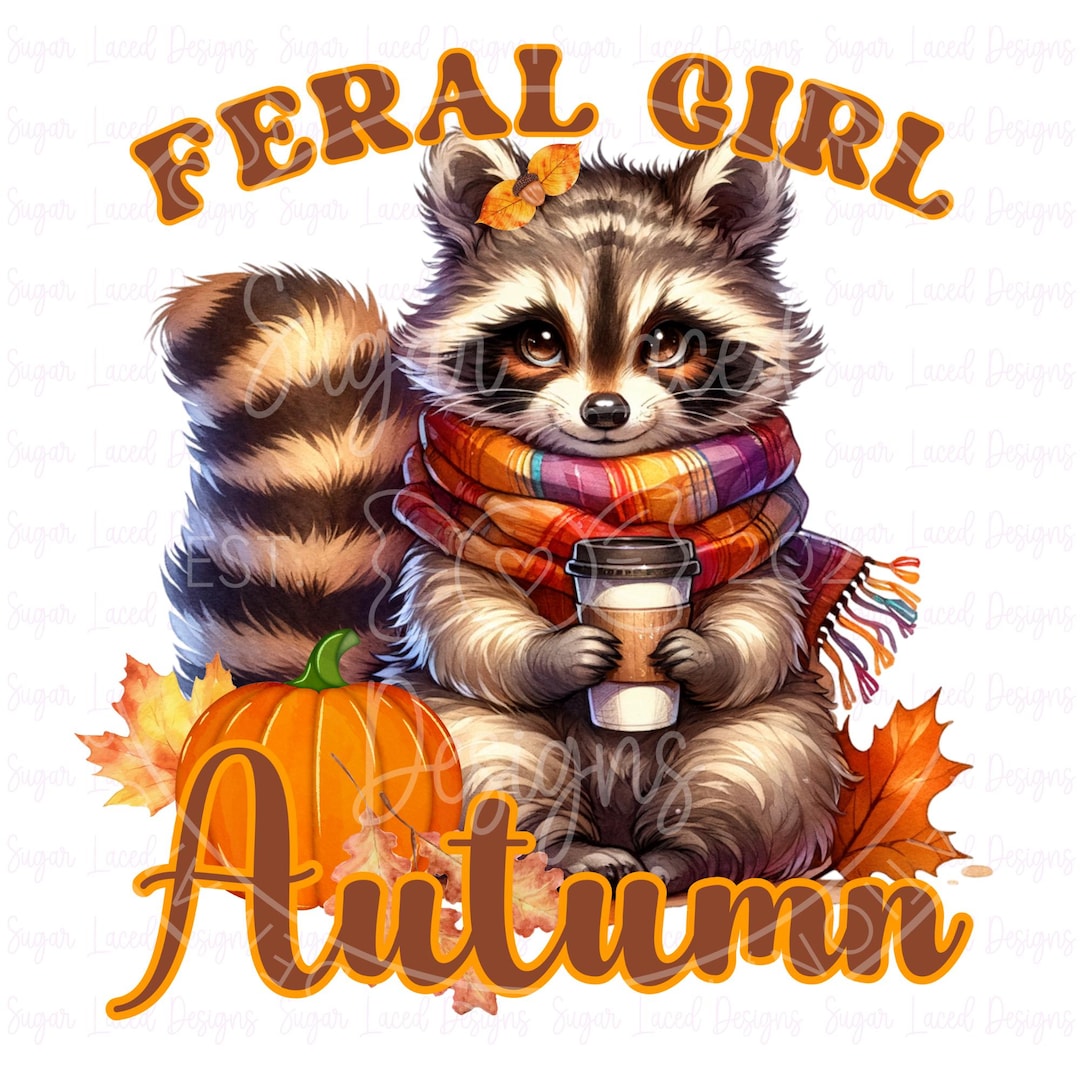 Funny Raccoon Png | Feral Girl Autumn Png | Fall Girl Png | Raccoon ...