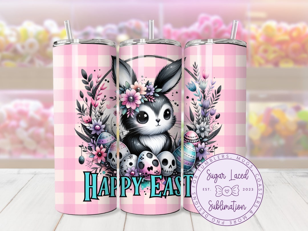 Emo Goth Easter Bunny 20oz Skinny Tumbler Wrap Design, Easter PNG ...