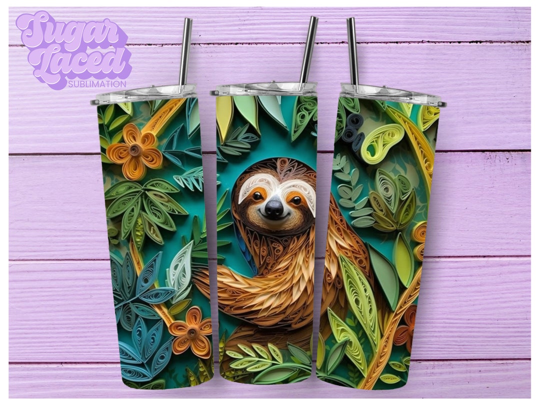 3D Sloth 20oz Skinny Tumbler Sublimation Design Digital Download PNG ...