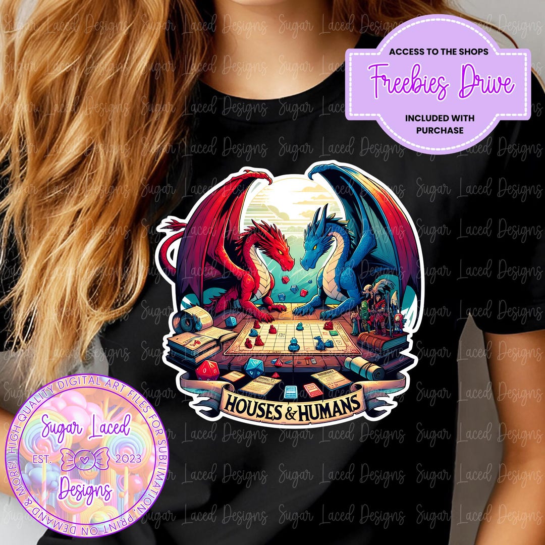 Houses & Humans PNG Shirt Design, Dungeons and Dragons Sublimation ...