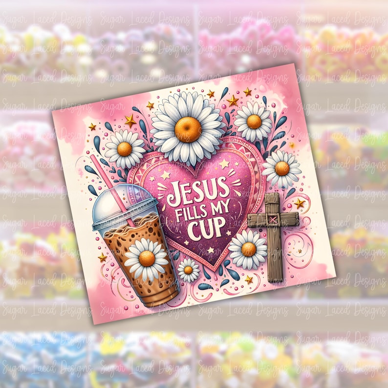 Jesus Fills My Cup Tumbler Wrap, Christian Bible Verse 20 Oz Skinny ...