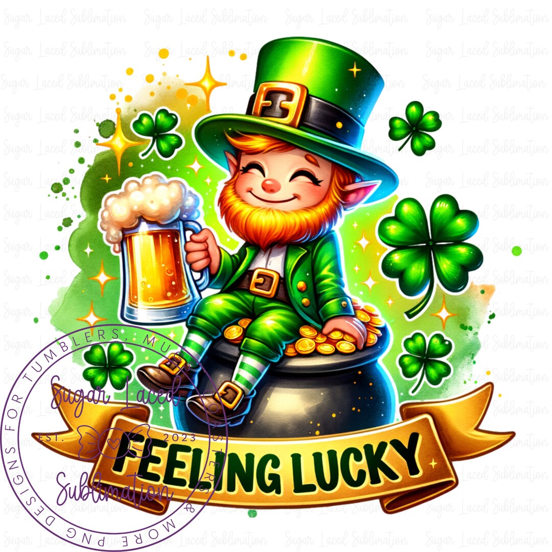 Feeling Lucky Leprechaun T-shirt Design, St. Patrick's Day PNG, Digital ...
