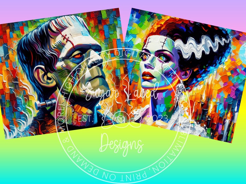 Frankenstein & Bride of Frankenstein 20oz Skinny Straight Tumbler Wraps ...