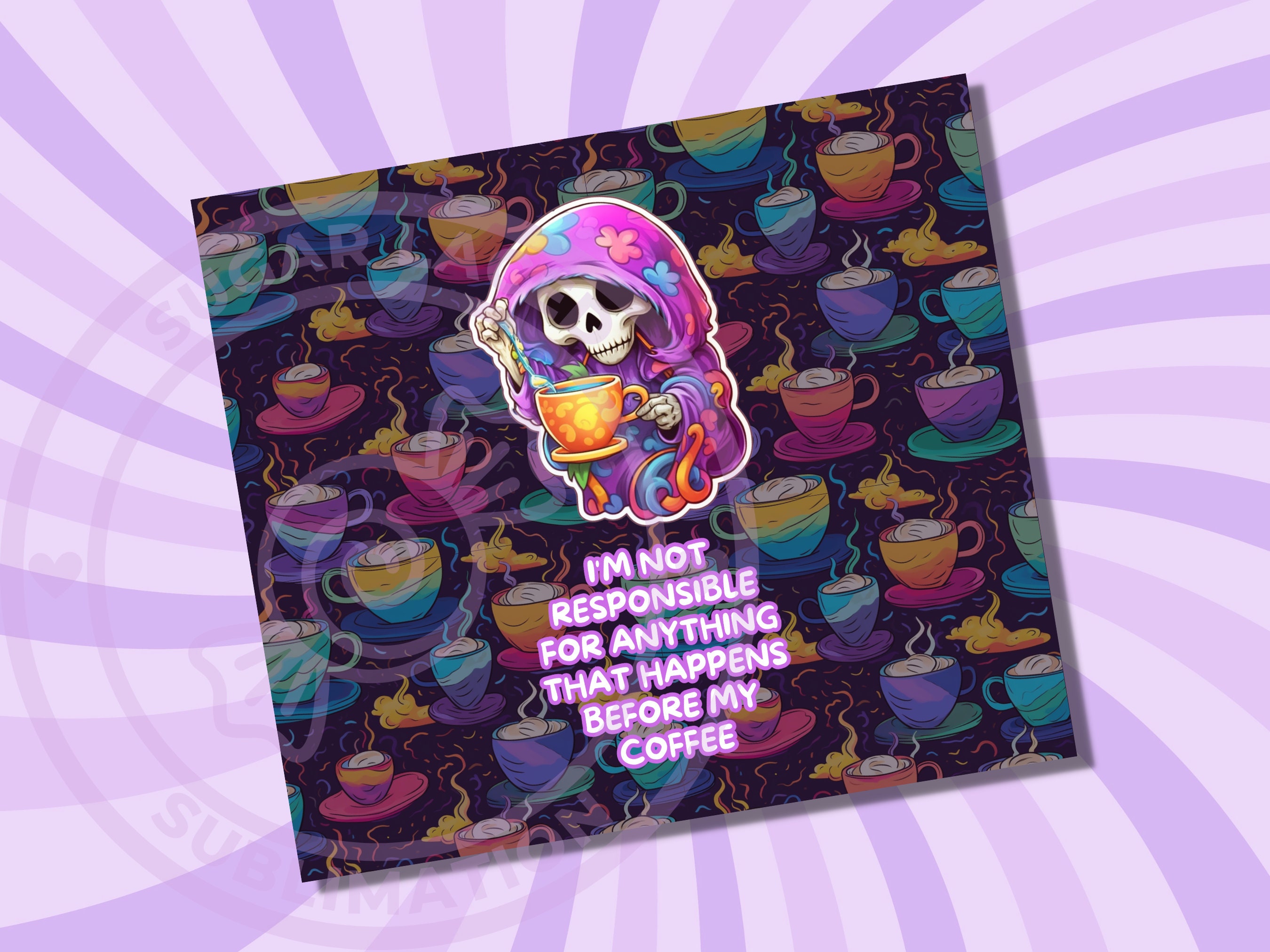 Grim Reaper Coffee 20oz Skinny Tumbler Sublimation Design Digital ...