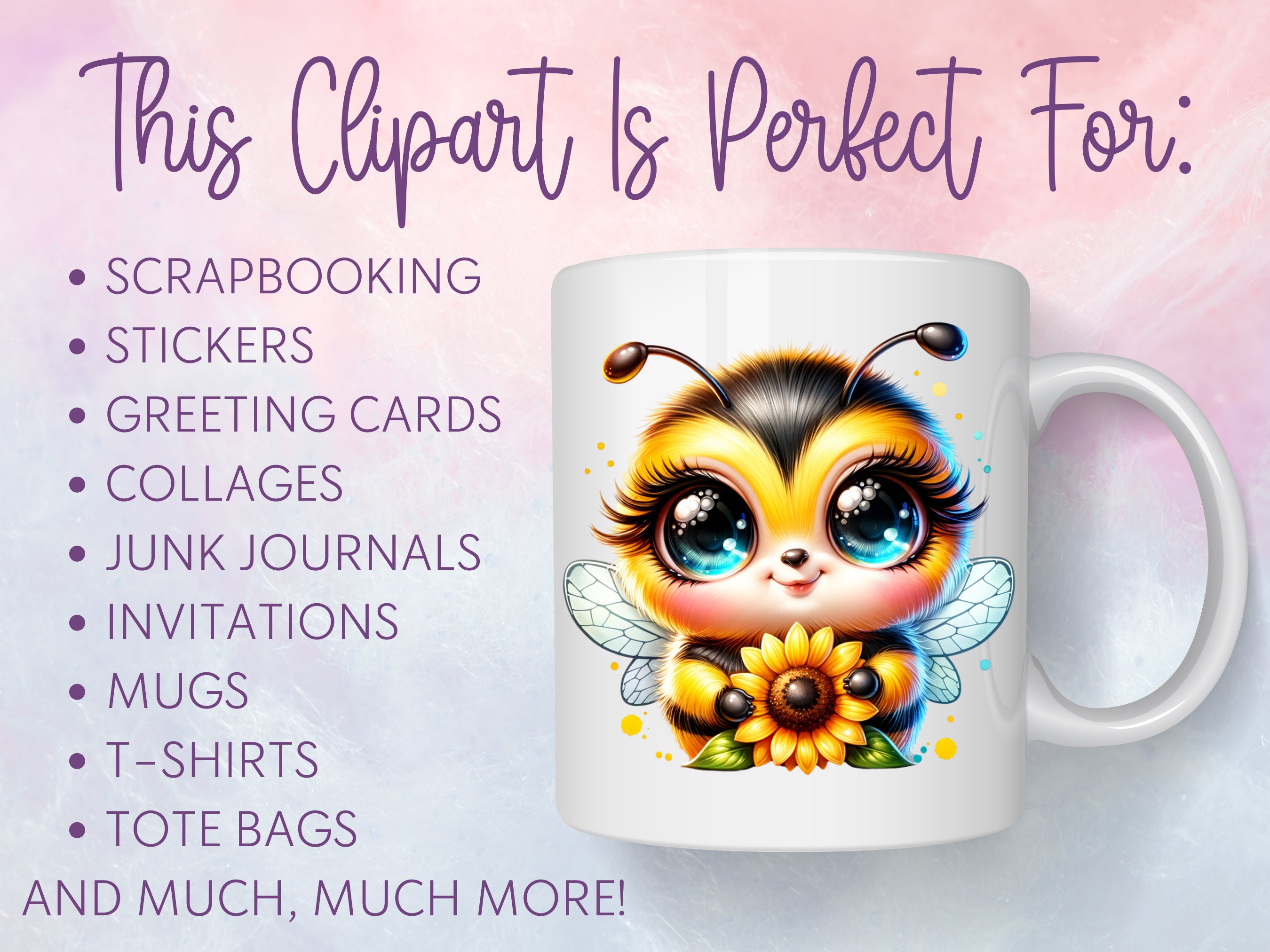 Bumble Bees Clipart Bundle, Cute Bees Clipart Bundle, Cute Bees Png ...