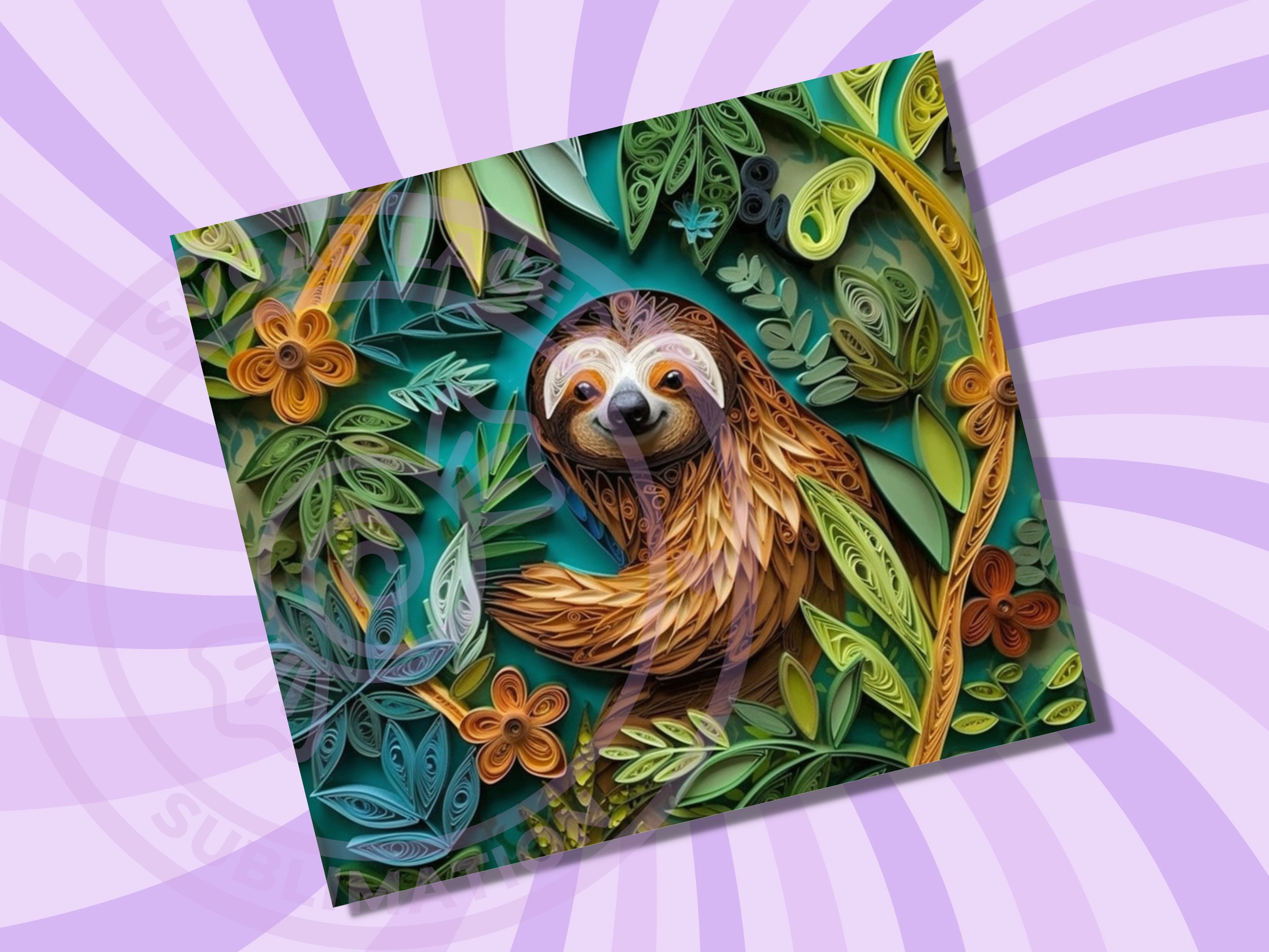 3D Sloth 20oz Skinny Tumbler Sublimation Design Digital Download PNG ...