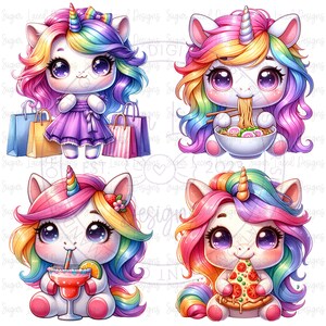 Kawaii Unicorns Clipart Set, Magical Fantasy Clipart,png Cute Clipart ...