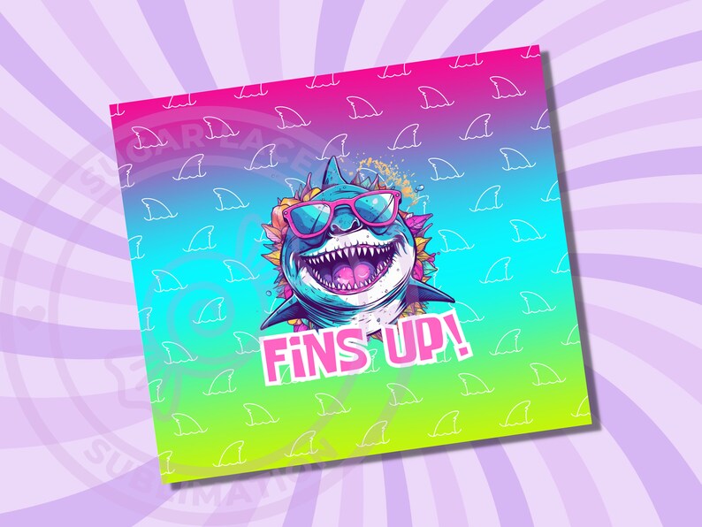 Fins Up Shark 20oz Skinny Tumbler Sublimation Design Digital - Etsy