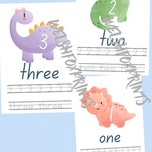 Dinosaur Number Writing Sheet Handwriting Practice - Etsy