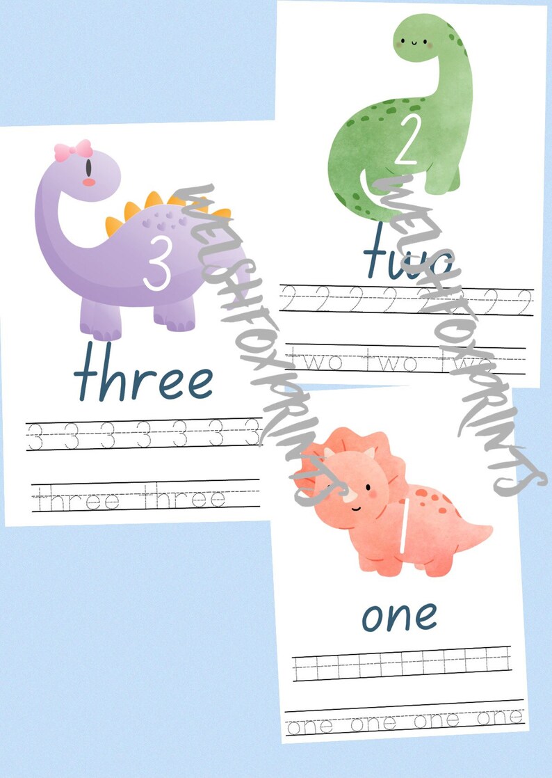 Dinosaur Number Writing Sheet Handwriting Practice - Etsy