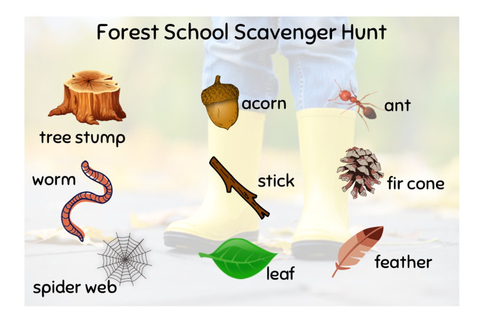 Forest School Printables Scavenger Hunt and Colour Hunt I Found Sheet ...