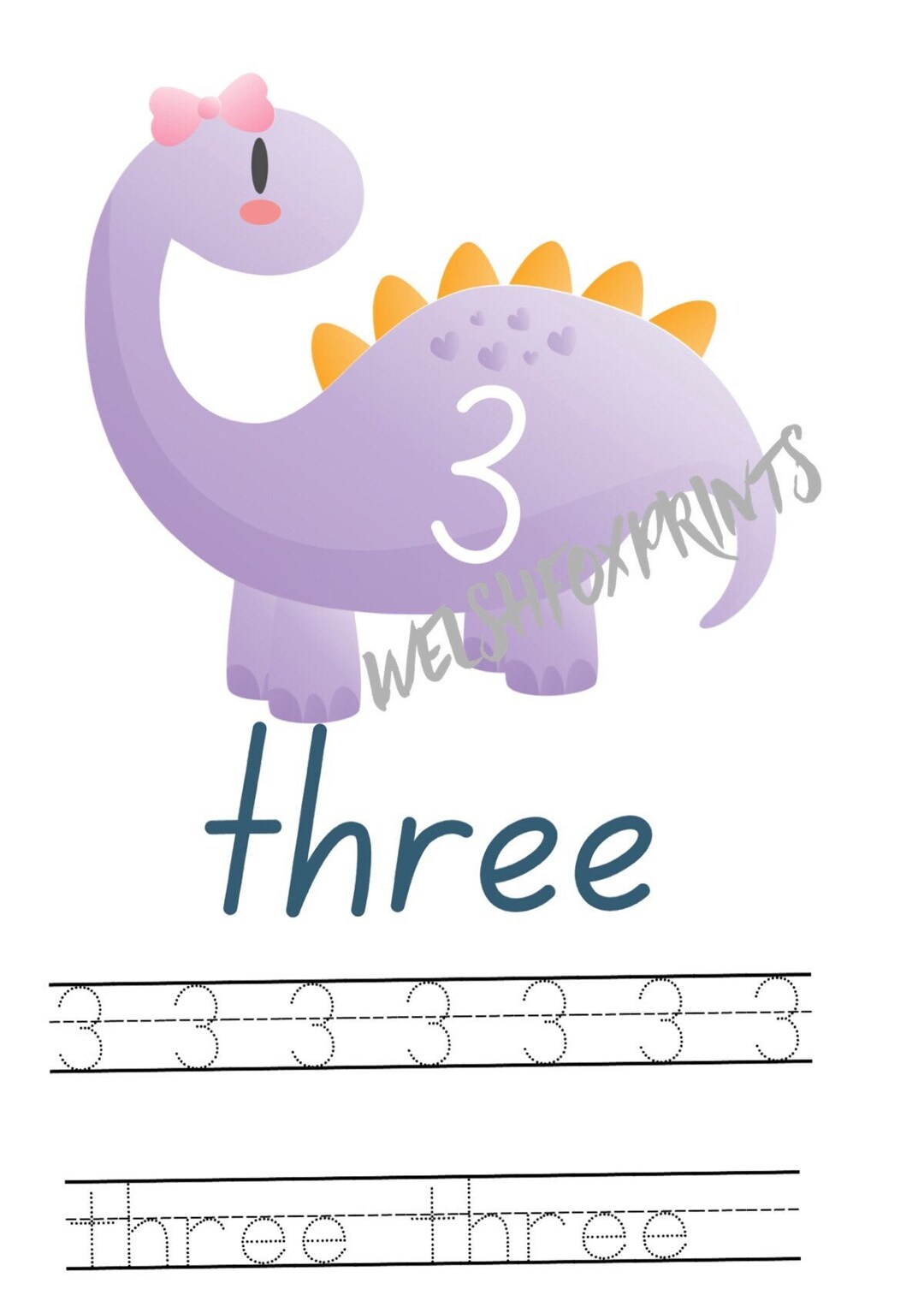 Dinosaur Number Writing Sheet Handwriting Practice - Etsy