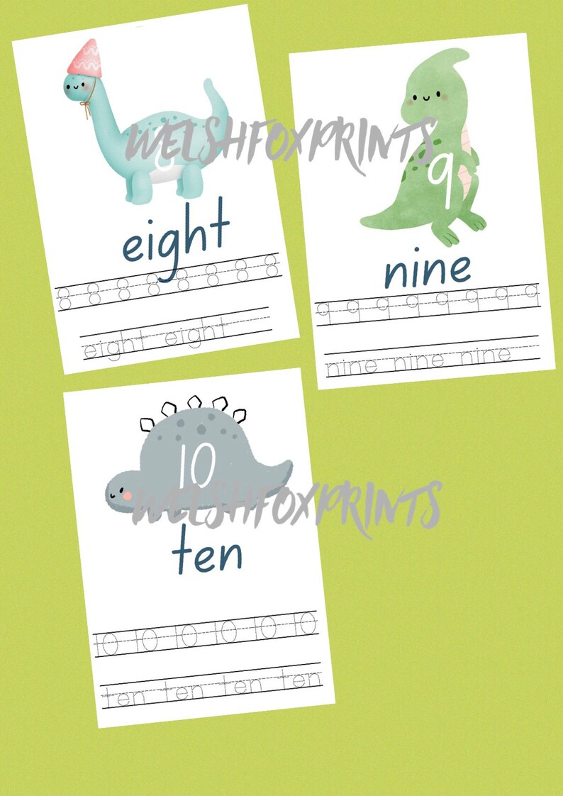 Dinosaur Number Writing Sheet Handwriting Practice - Etsy