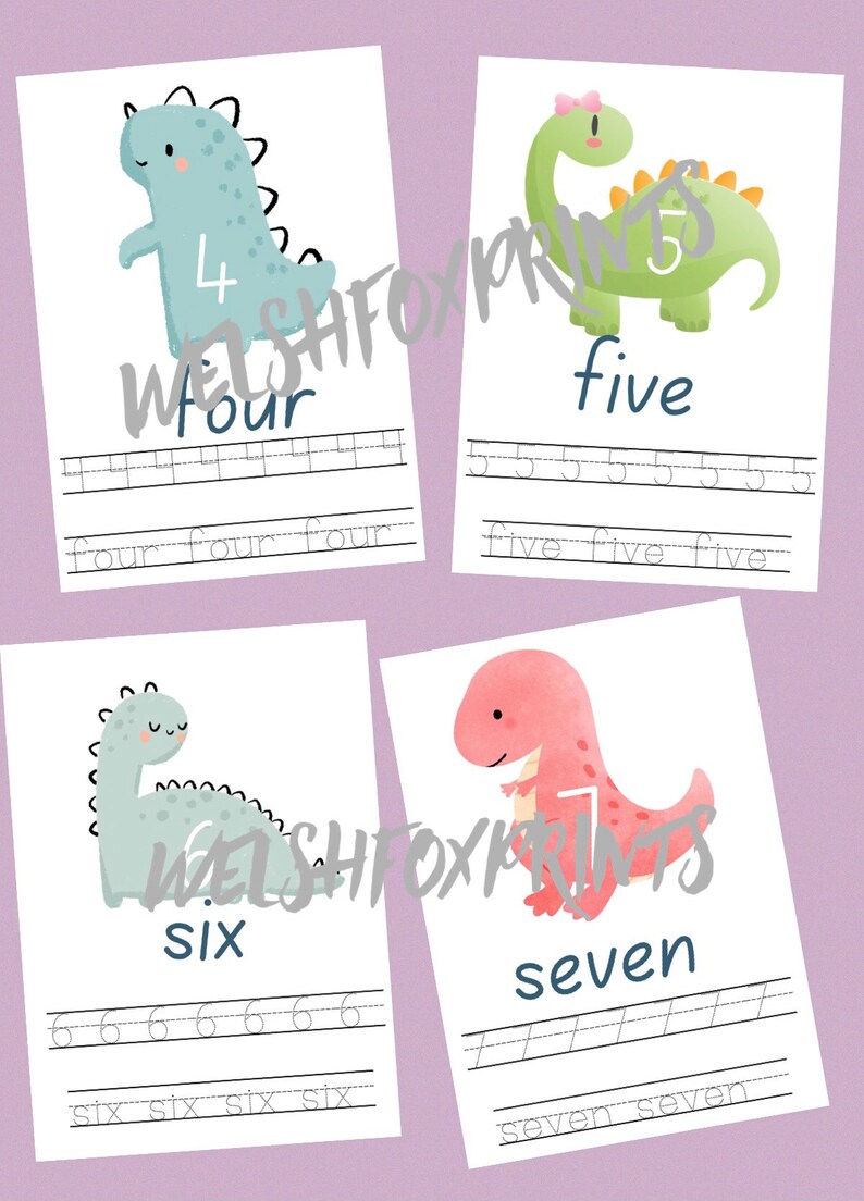 Dinosaur Number Writing Sheet Handwriting Practice - Etsy
