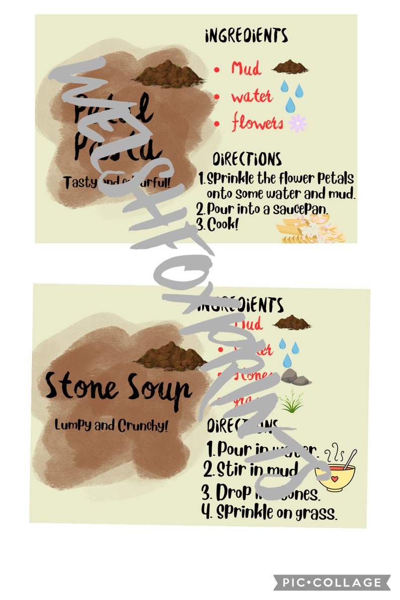 Mud Kitchen Recipe Cards and Menu, Eyfs, Outdoor Play Mud Kitchen ...