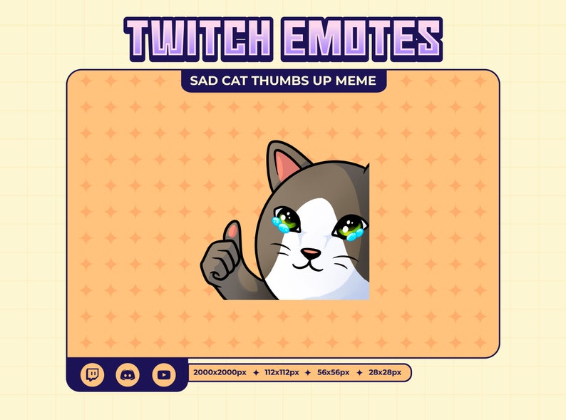 SAD CUTE CAT Meme Emotes for Twitch Youtube or Discord - Etsy