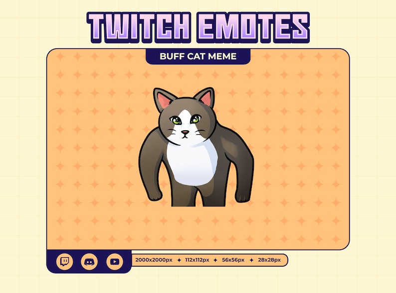 BUFF CUTE CAT Meme Emotes for Twitch Youtube or Discord - Etsy