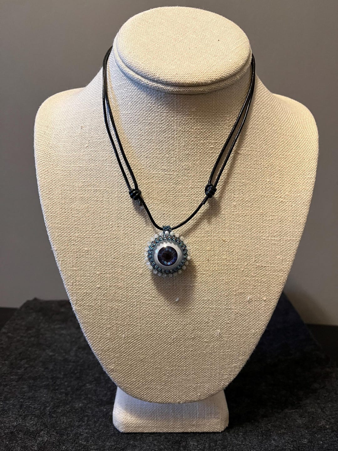Eyeball Necklace Blue With Leather Cord - Etsy