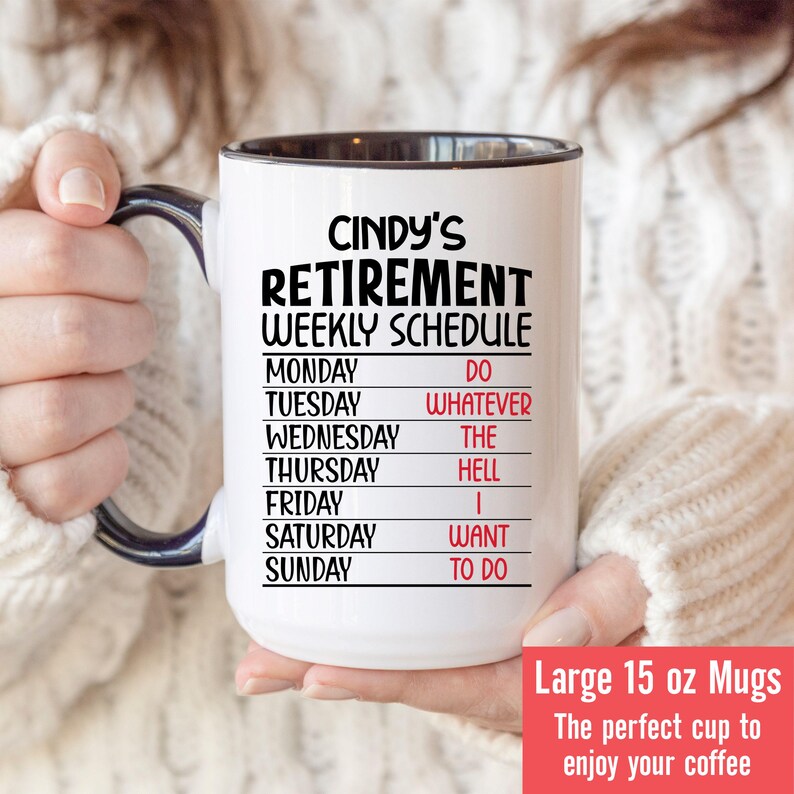 Funny Retirement Mug: Weekly Schedule Gift for Coworker - Etsy
