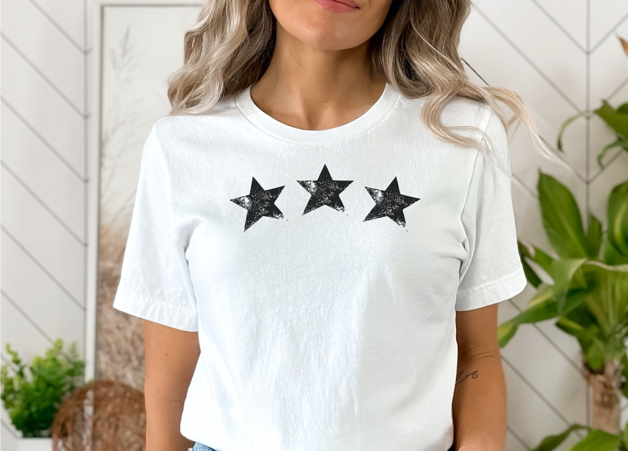 Distressed Star Shirt, White Star Shirt, Black Star, Star Shirt, Star ...