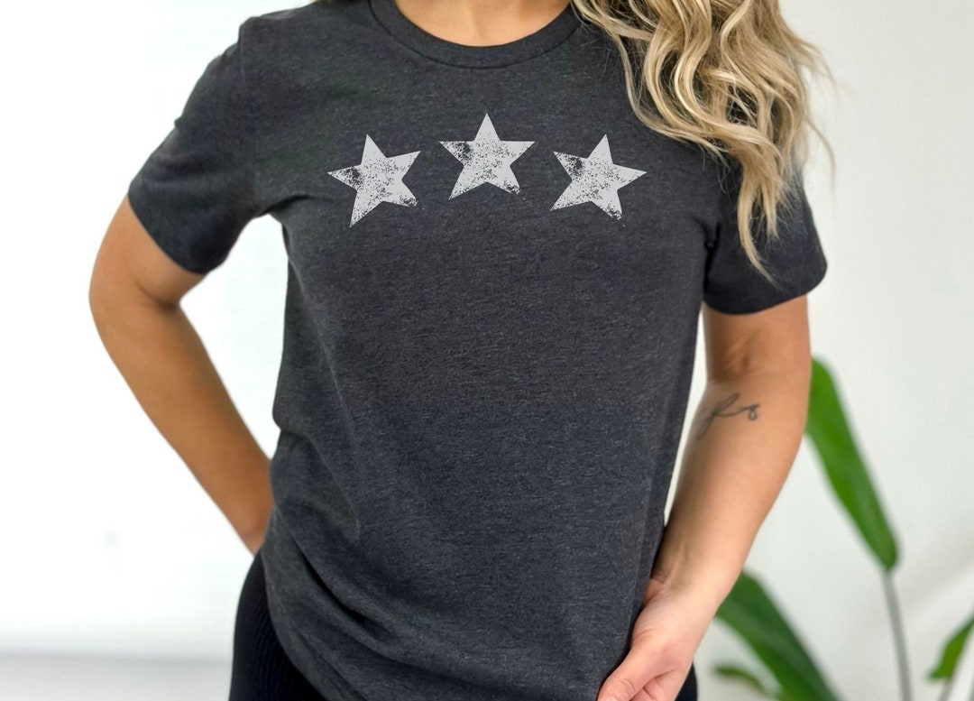 Distressed Star Shirt, White Star Shirt, Black Star, Star Shirt, Star ...