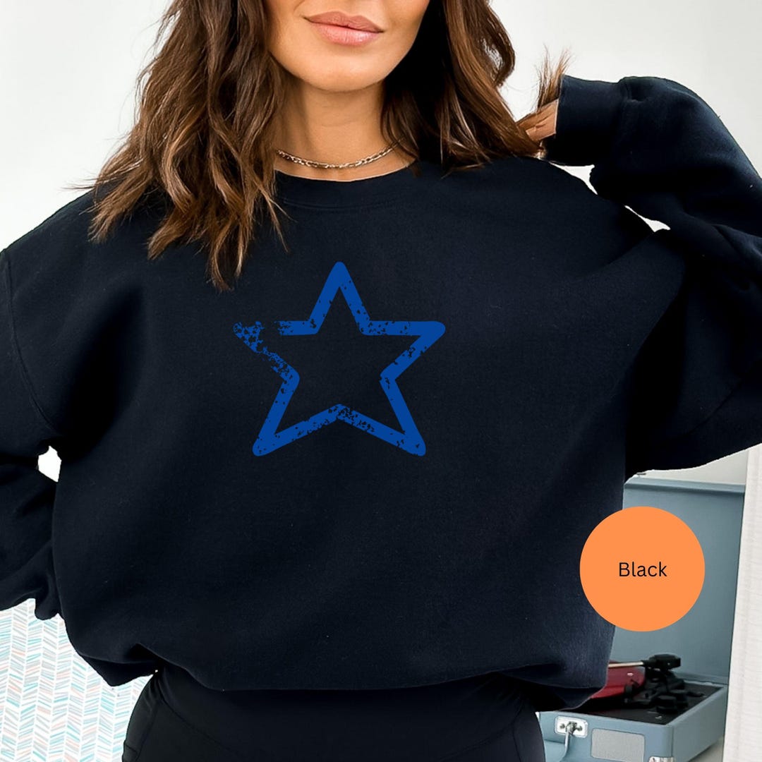 Distressed Open Star Shirt, Blue Star Shirt, Distressed Star, Star ...