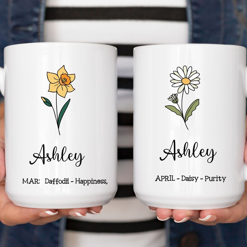 Birth Flower Mug Personalized Jan Birth Month Flower Mug Personalized