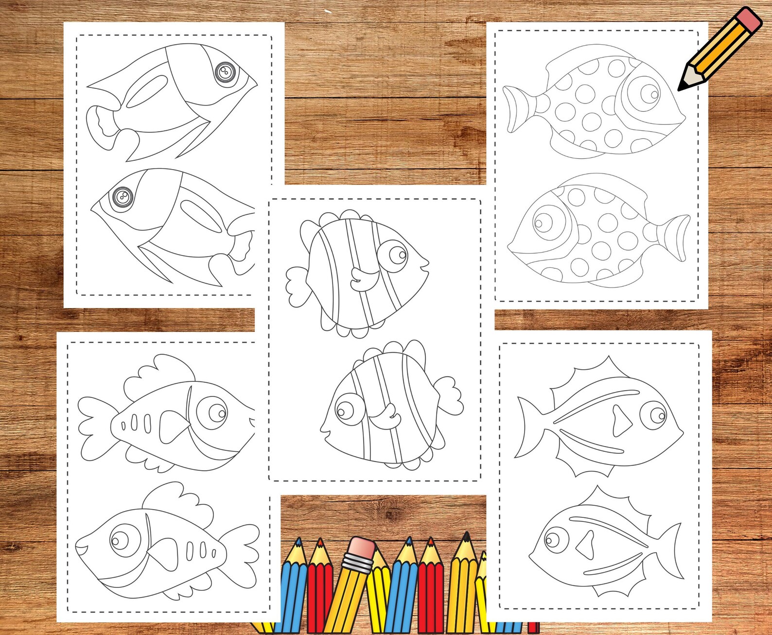 Printable Fish Coloring Pages for Kids. 10 Different Fish. - Etsy