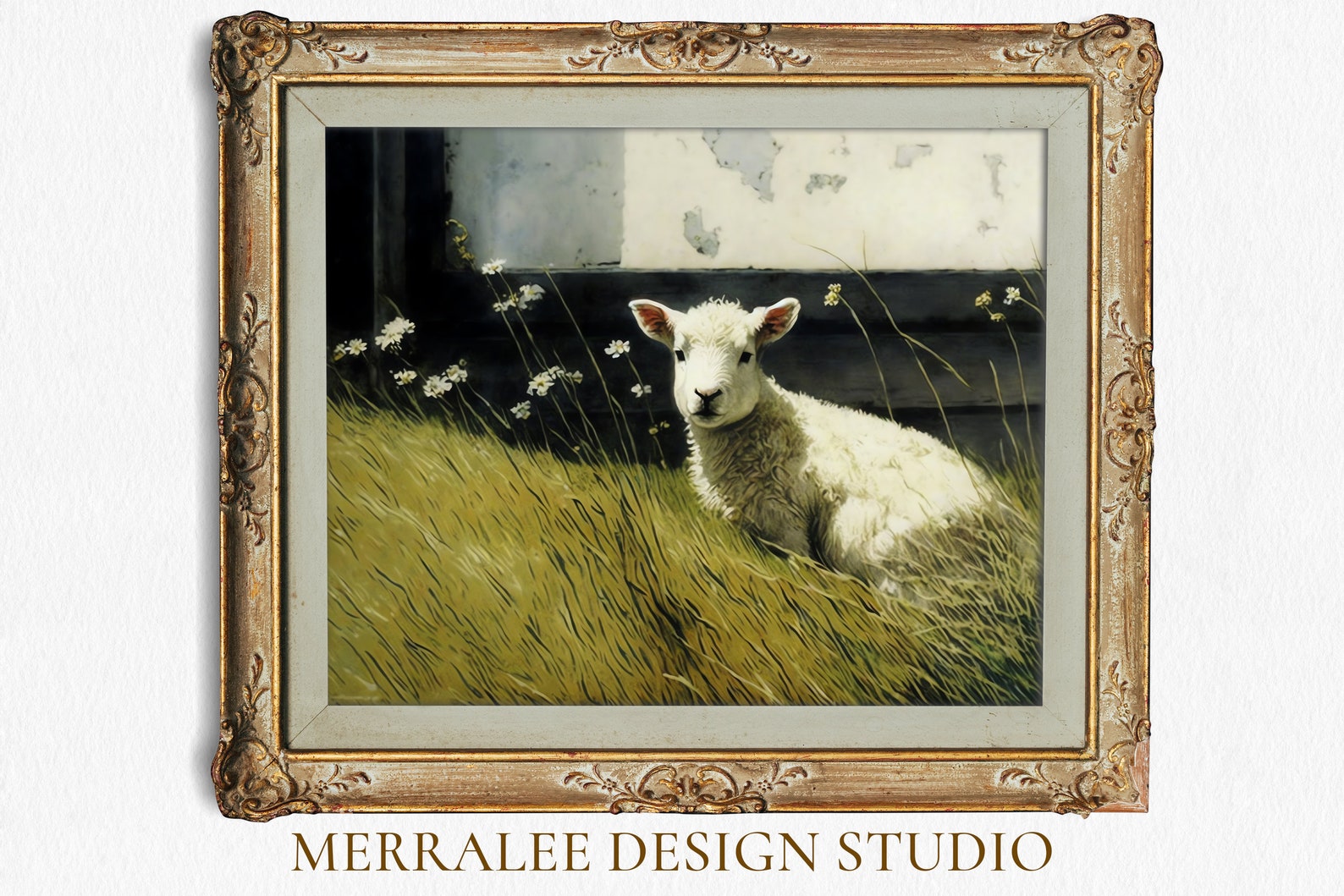 Vintage Spring Lamb Painting Digital Art Print | Downloadable Art ...