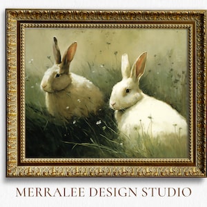 Vintage Bunnies Painting Digital Art Print | Downloadable Art | Vintage ...