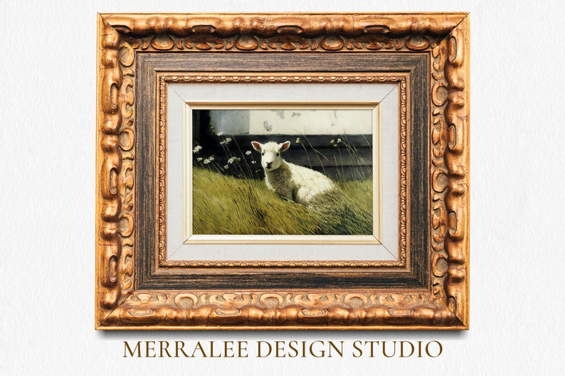Vintage Spring Lamb Painting Digital Art Print | Downloadable Art ...