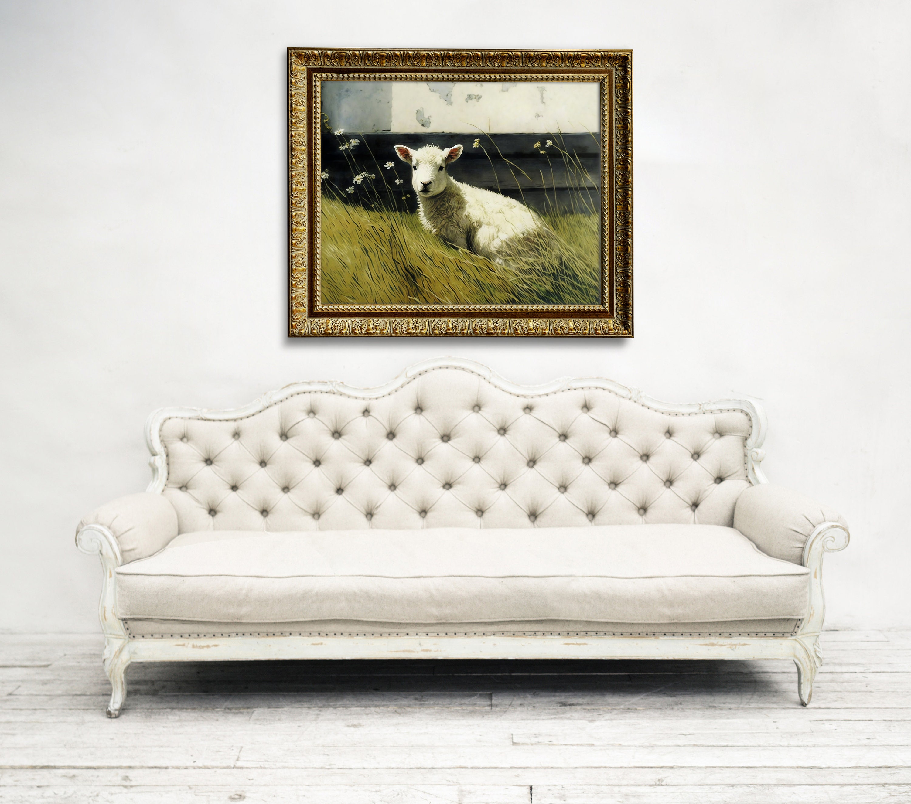 Vintage Spring Lamb Painting Digital Art Print Downloadable Art Vintage ...