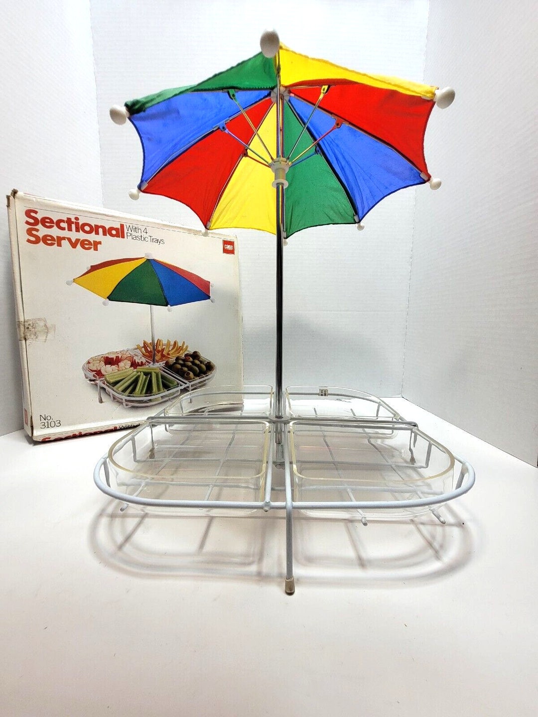 1984 Vintage Fruit Vegetable Chip Dip Condiment Sectional Server Set W ...