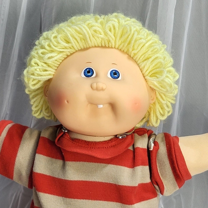 Cabbage Patch Kids Short Curly Blonde Hair Blue Eyes Dimples Single ...