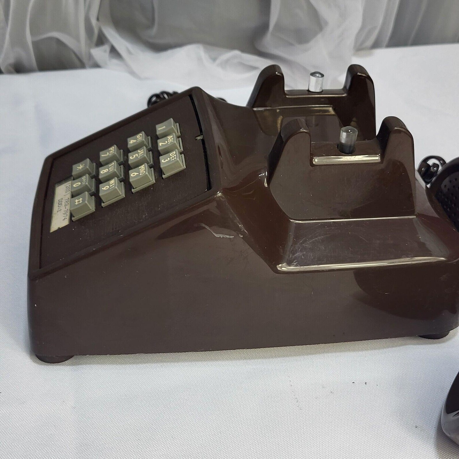 Chocolate Brown ITT Push Button Corded Touch Tone Desk Top Office Phone ...