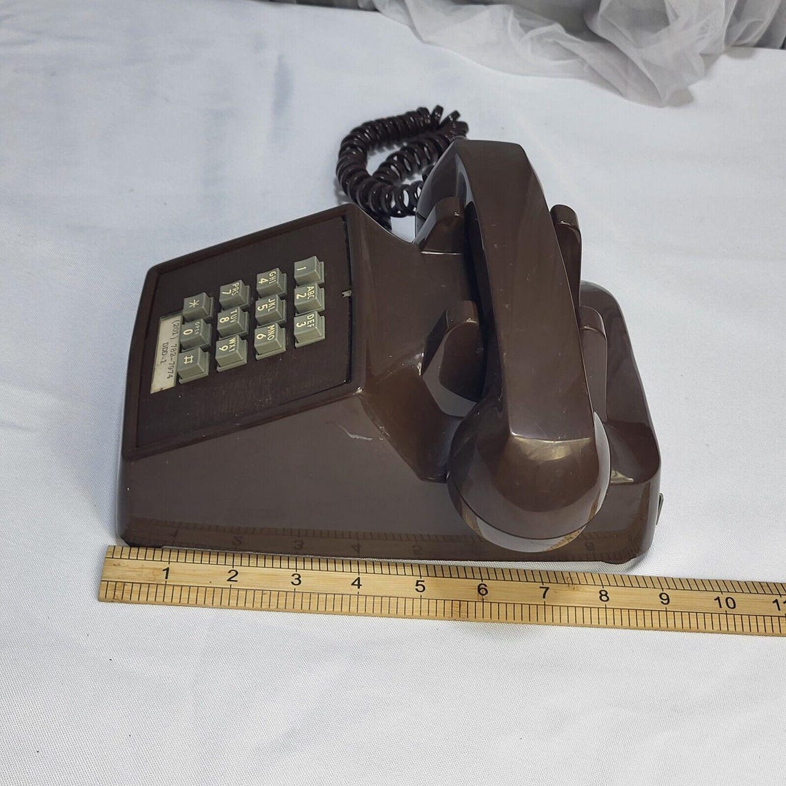 Chocolate Brown ITT Push Button Corded Touch Tone Desk Top Office Phone ...