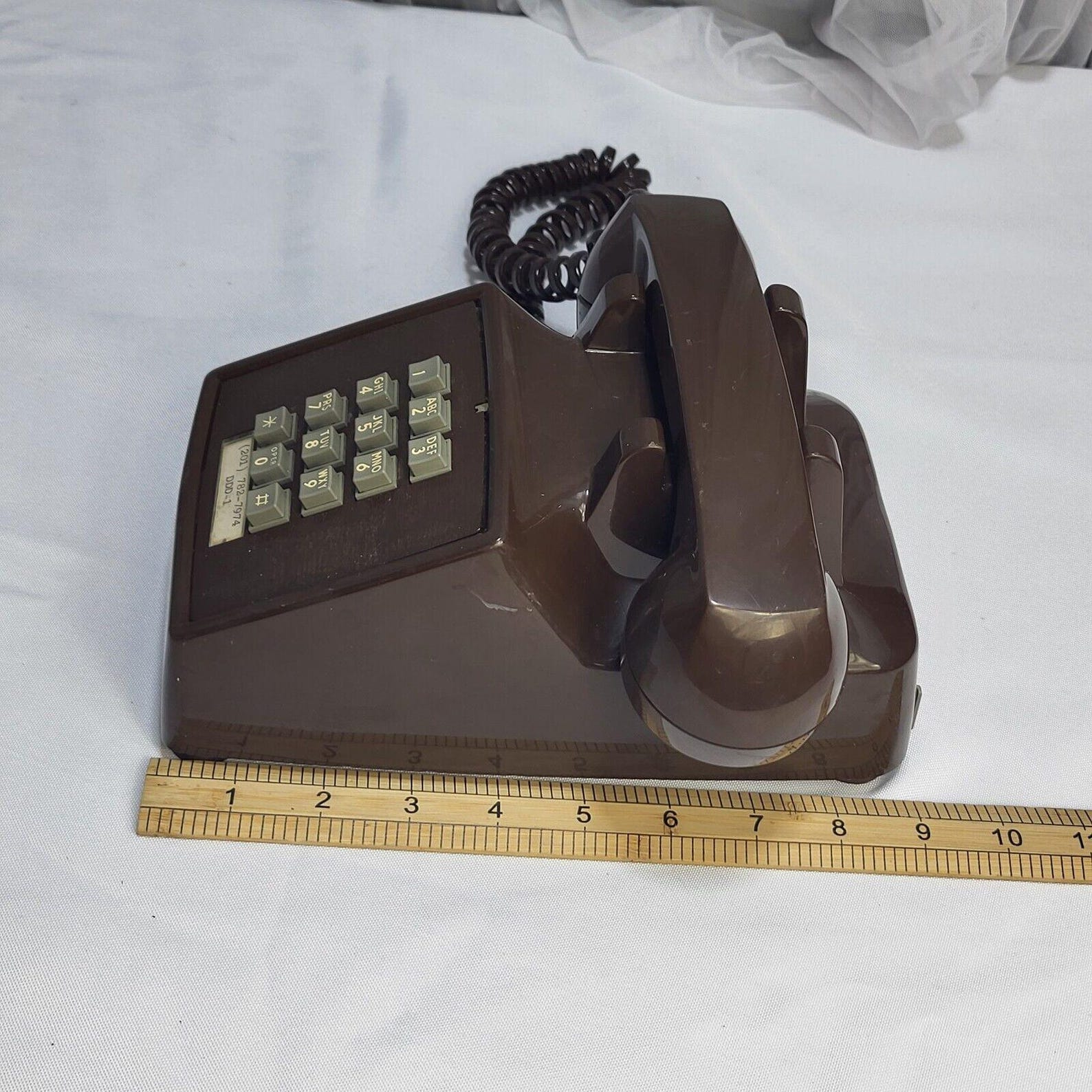 Chocolate Brown ITT Push Button Corded Touch Tone Desk Top Office Phone ...