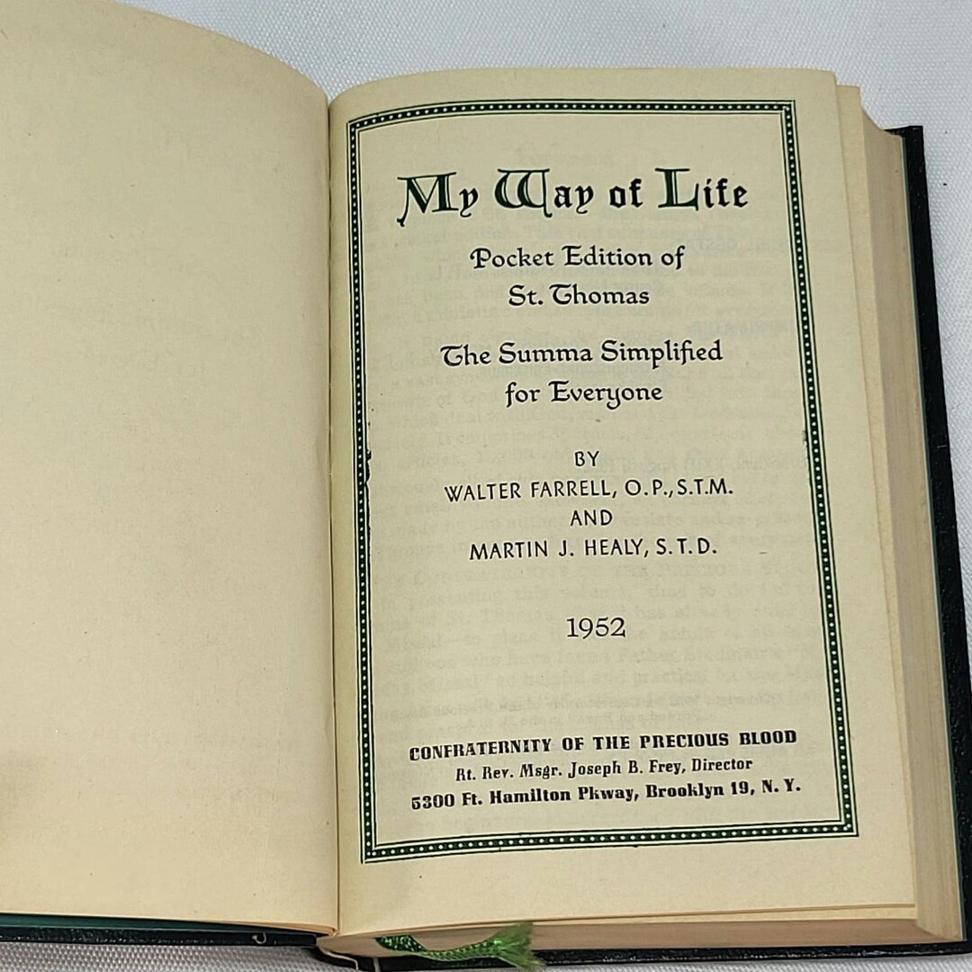 1952 My Way of Life Pocket Edition of St. Thomas Book Summa Simplified ...