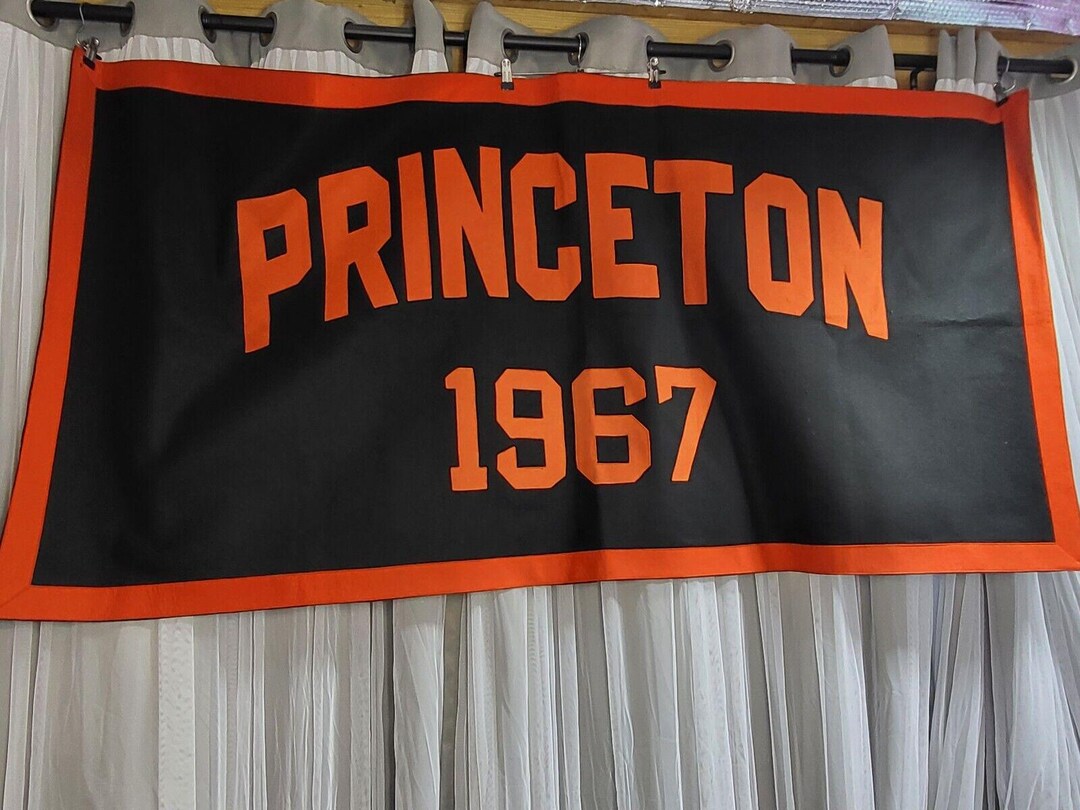 1967 Princeton University XL Felt Banner 72” X 35” Navy Blue Orange Ivy ...