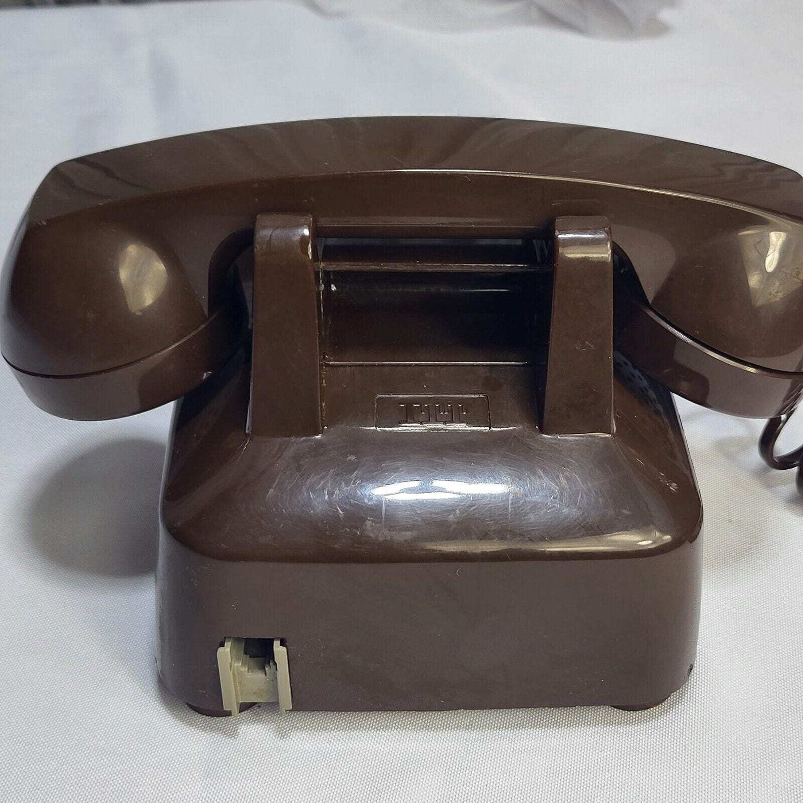 Chocolate Brown ITT Push Button Corded Touch Tone Desk Top Office Phone ...