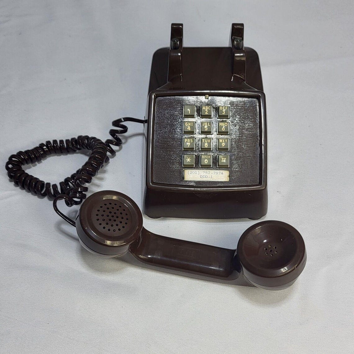 Chocolate Brown ITT Push Button Corded Touch Tone Desk Top Office Phone ...
