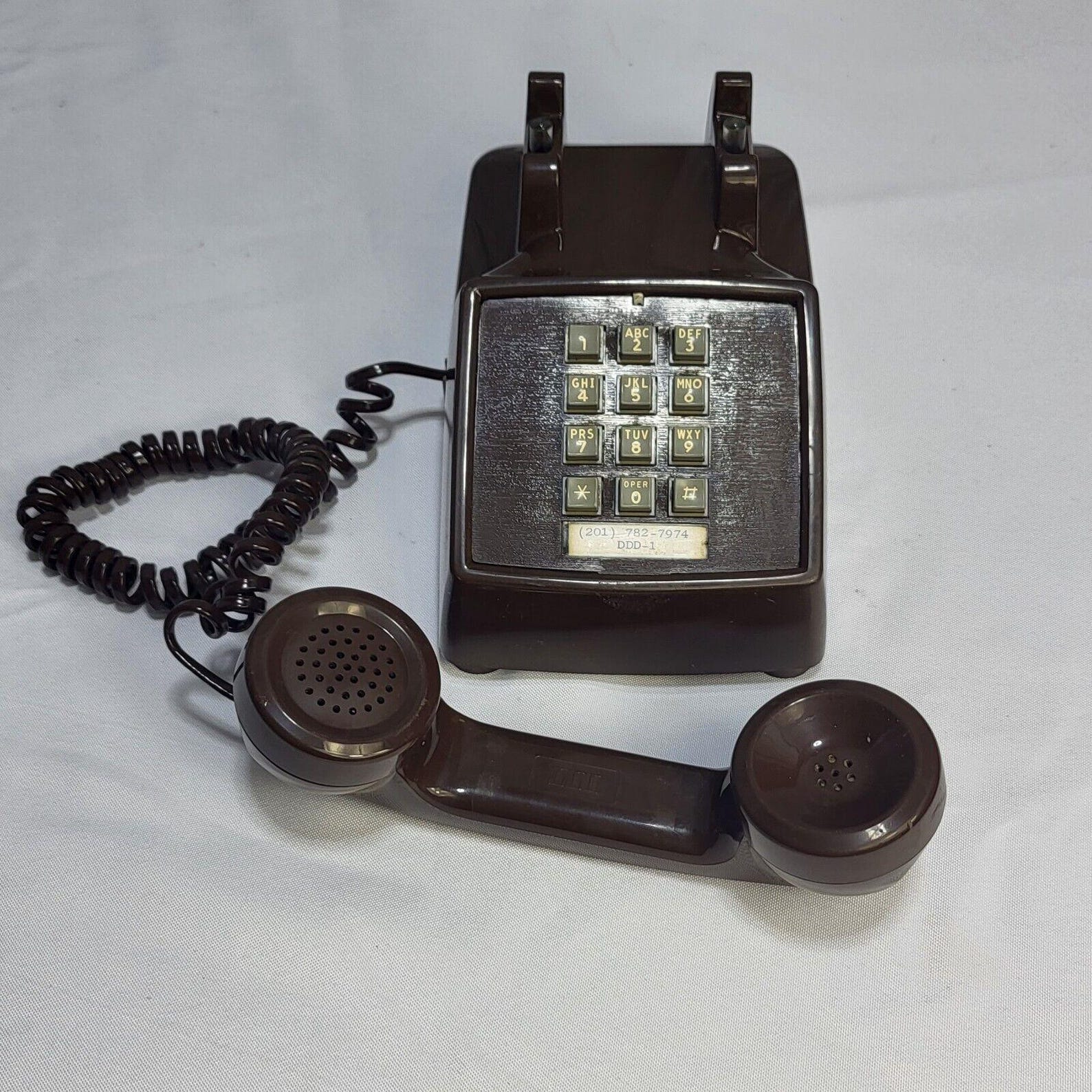 Chocolate Brown ITT Push Button Corded Touch Tone Desk Top Office Phone ...