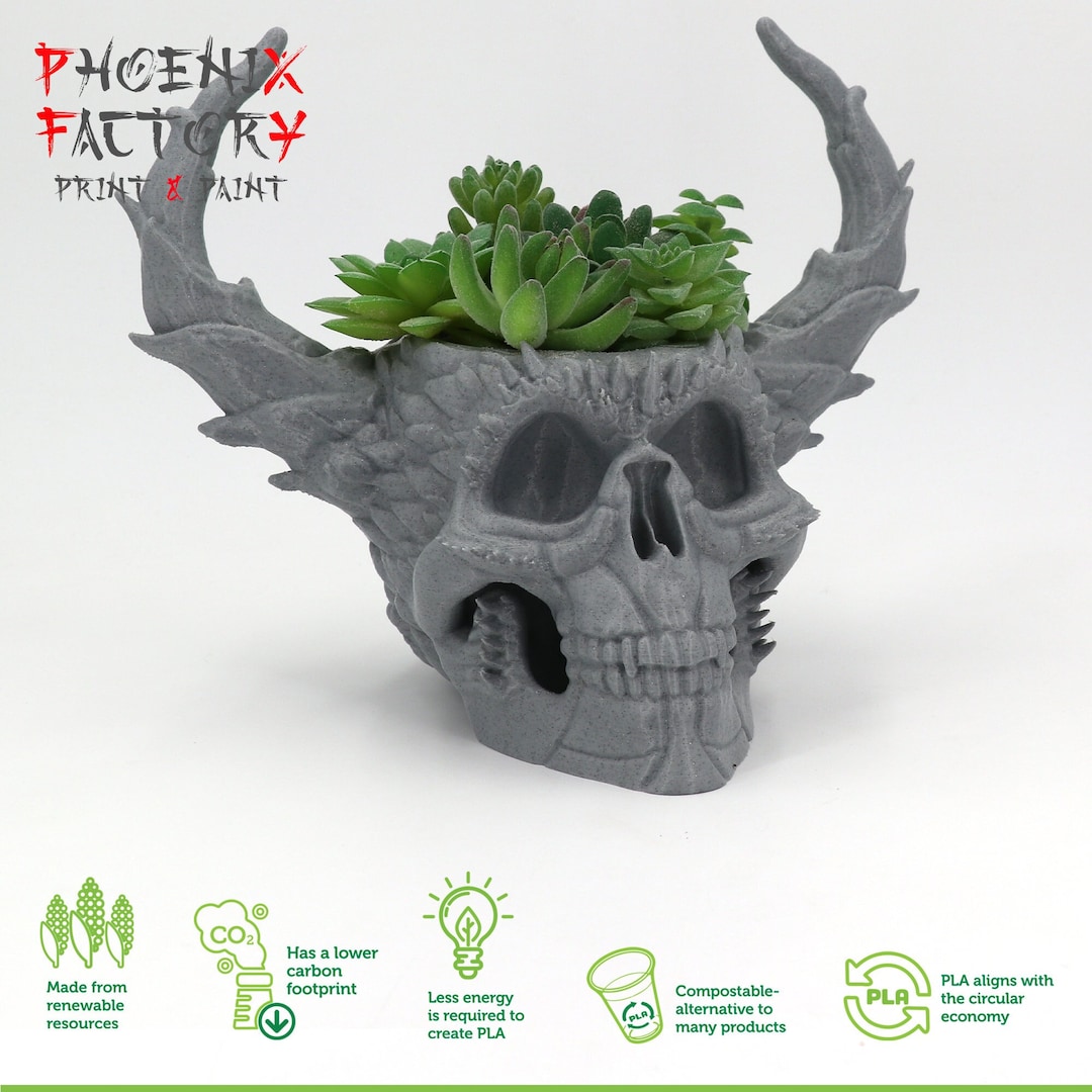Demonic Skull Planter / Skull Demon / Skull Pot Vase Planter - Etsy